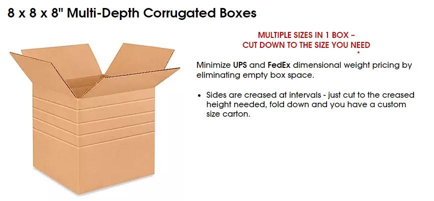 8 x 8 x 8 Multi Depth Corrugated Boxes – BarterPay Online Marketplace