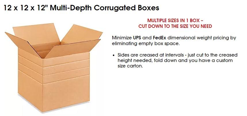 12 x 12 x 12 Multi Depth Corrugated Boxes – BarterPay Online Marketplace