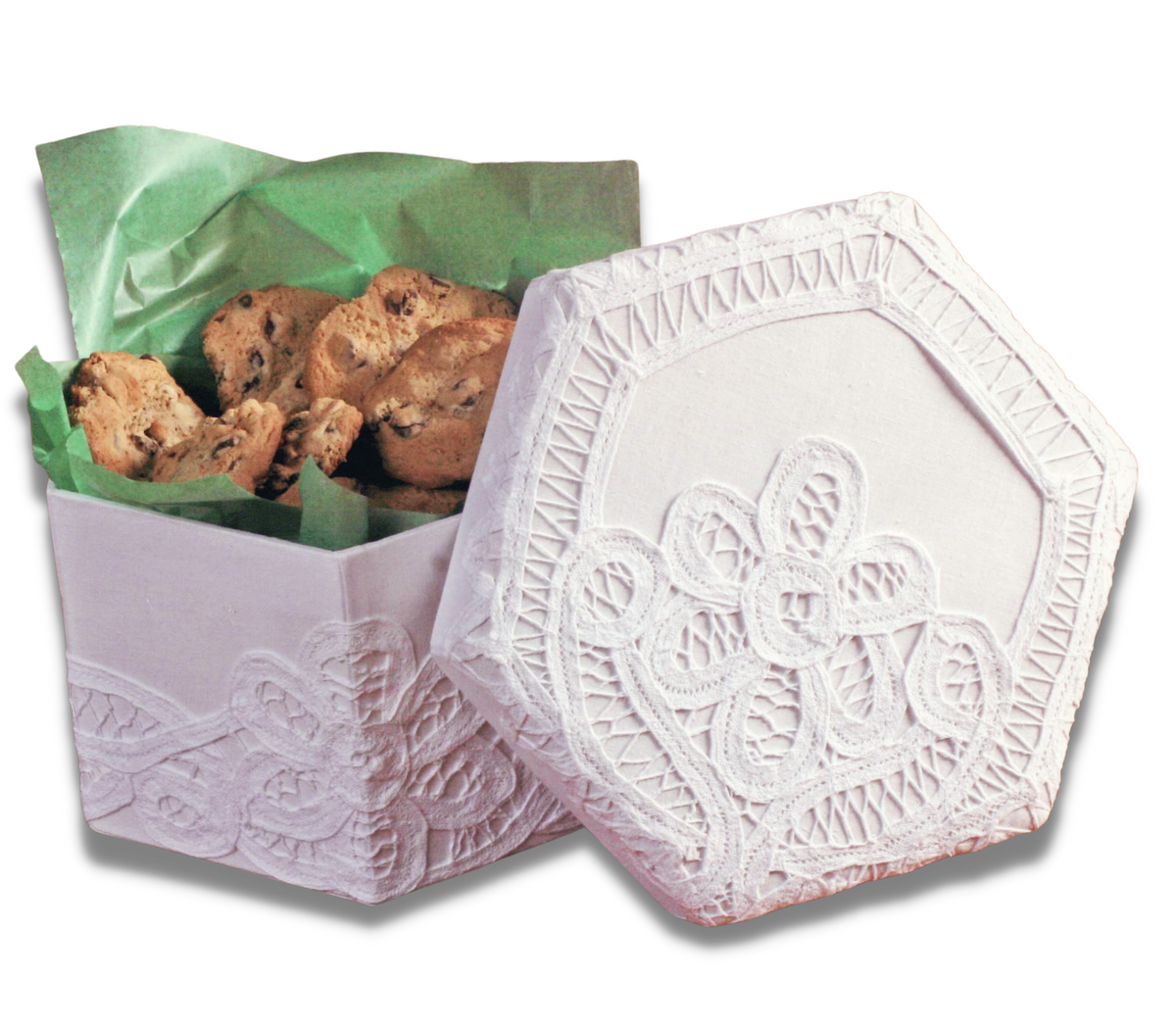 Victorian Lace Hexagon Hat Box – BarterPay Online Marketplace