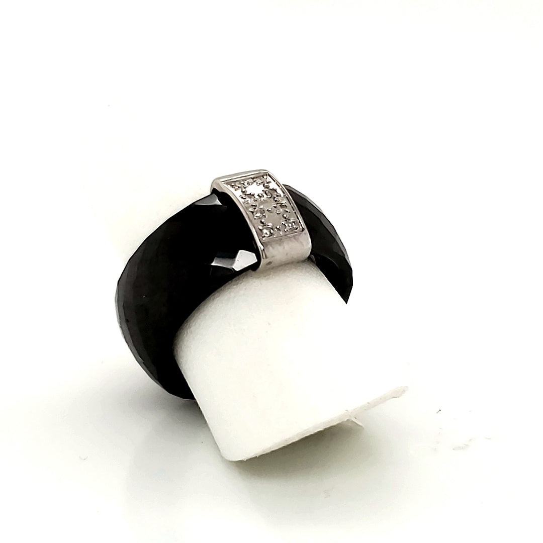 Ultimate Ceramic Faceted Black Ceramic Ring with Steel Bar Set, 8 Diam ...